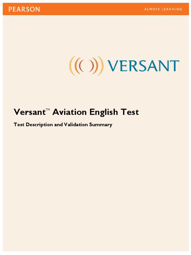 Versant Aviation English Test: Test Description and Validation Summary ...