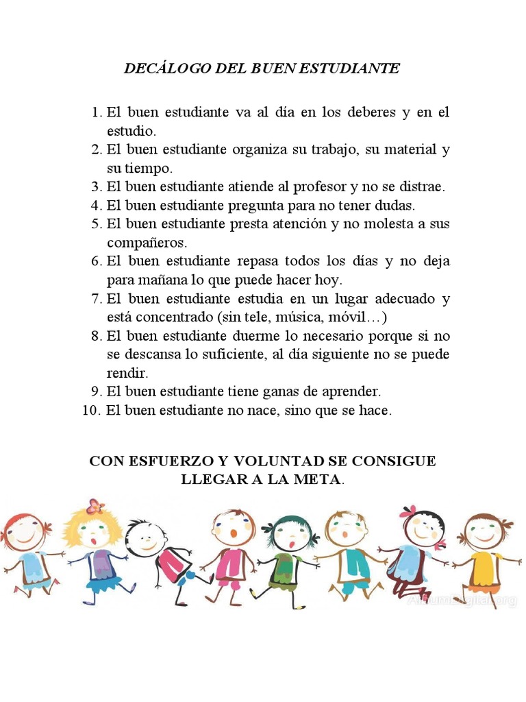 Decálogo Del Buen Estudiante | PDF