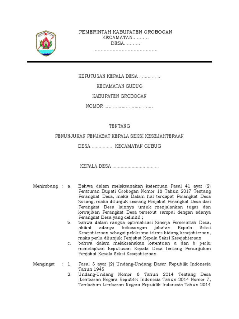 SK PJ Kasi Kesra Desa | PDF