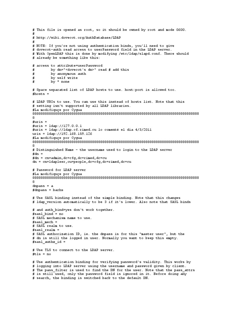 Configuración de Dovecot Contra Ldap | PDF | Cyberspace | Computer Security