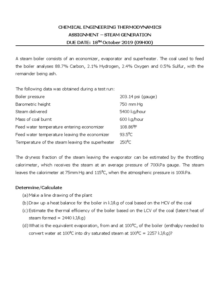 Assignment Steam Generation | PDF