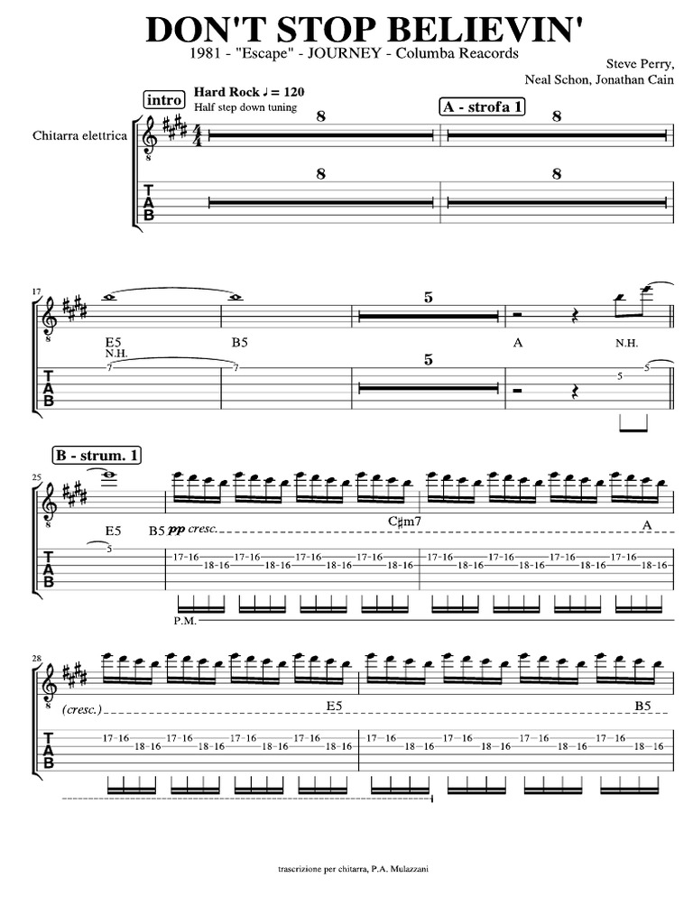 DON'T STOP BELIEVIN - Guitar PDF | PDF