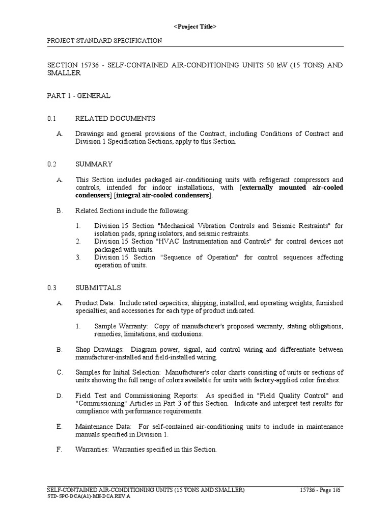 Project Standard Specification: Condensers) (Integral Air-Cooled ...