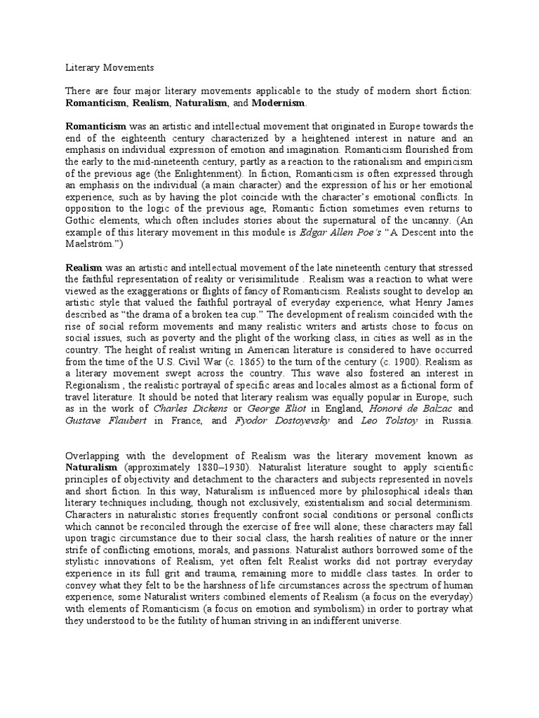 Literary Movements | PDF | Realism (Arts) | Literary Realism
