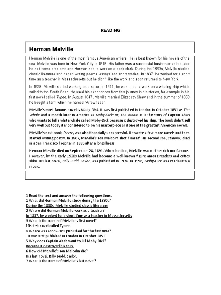 Herman Melville: Life and Works | PDF | Herman Melville | Moby Dick
