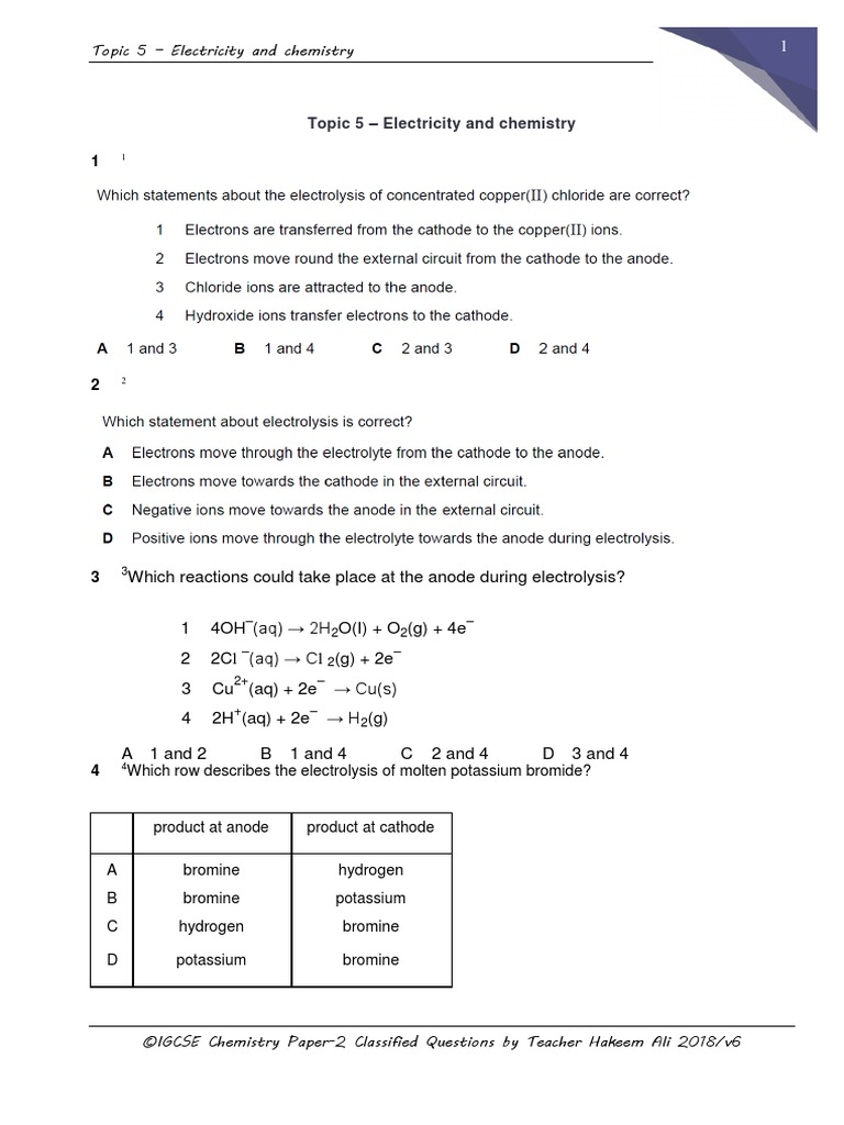 5.electricity and Chemistry PDF | PDF | Chlorine | Anode