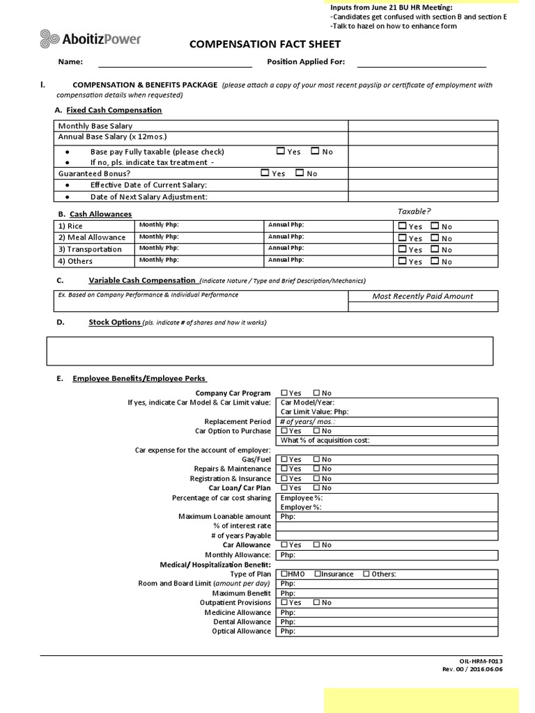 Compensation Fact Sheet | PDF | Employee Benefits | Employment