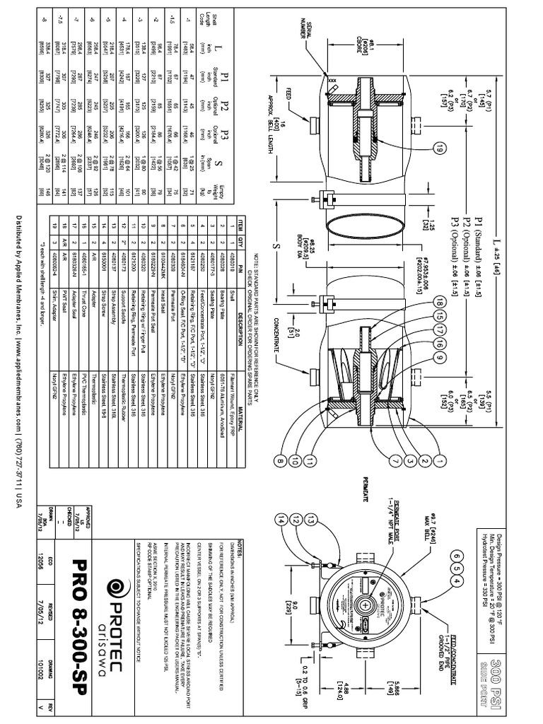 Protec Pro-8-300-Sp Membrane Housing Drawing | PDF
