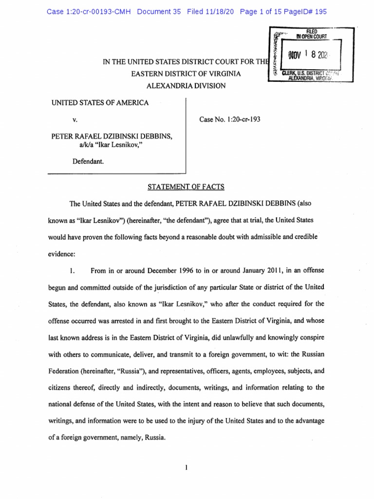 Peter Debbins: Espionage Case Summary | PDF | Classified Information In ...