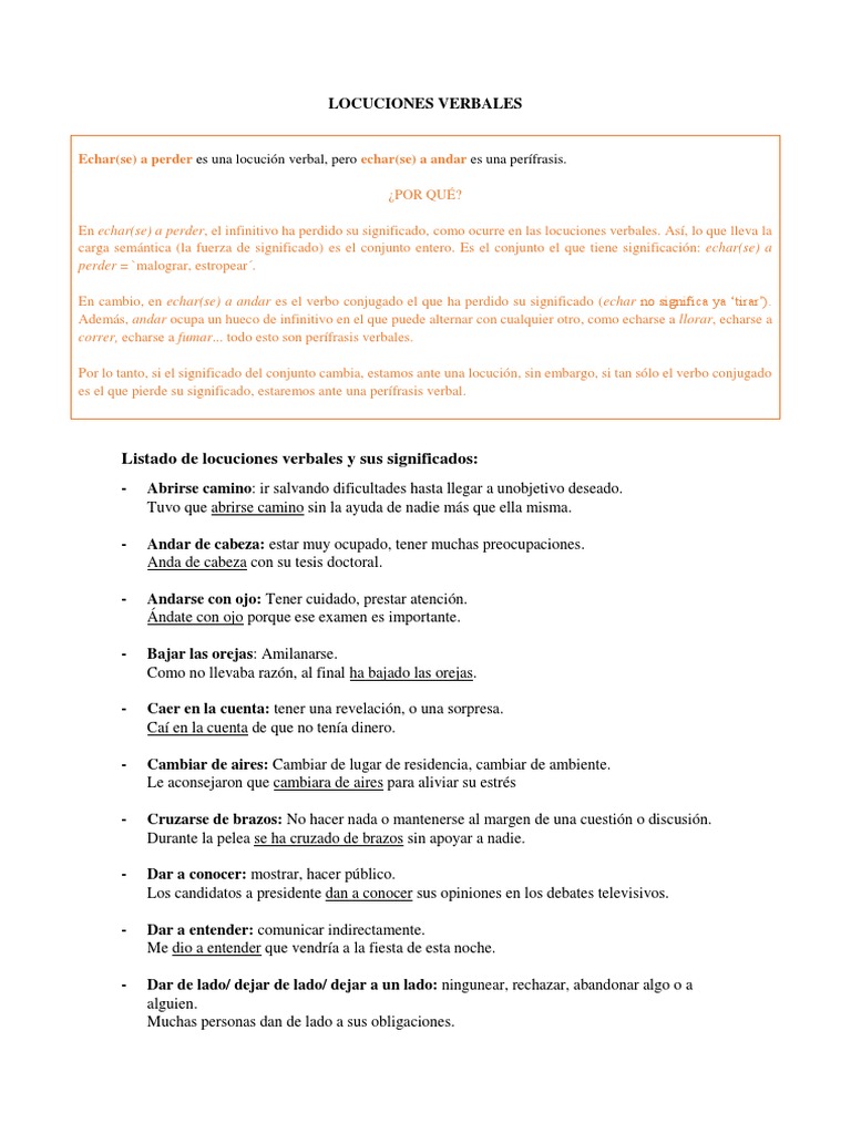 Locuciones Verbales | PDF | Verbo | Idiomas