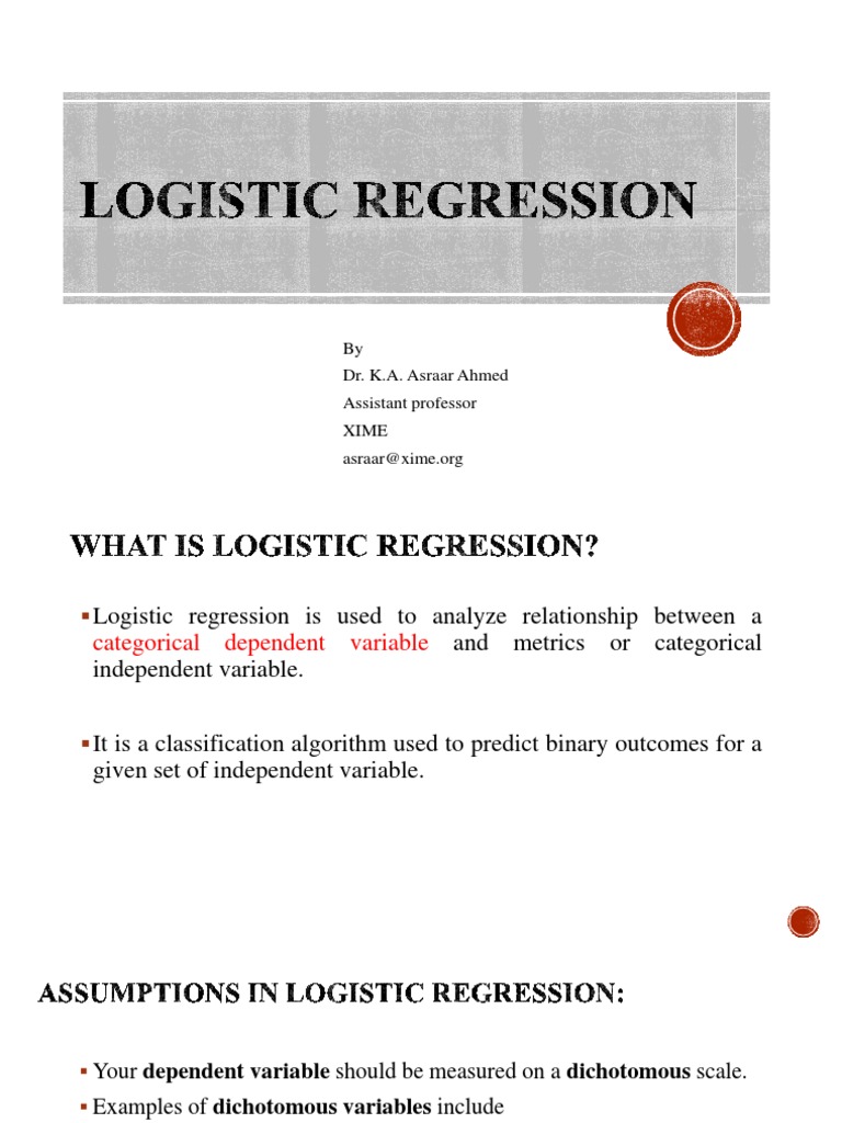 Logistic Regression Using R | PDF | Categorical Variable | Dependent And Independent Variables