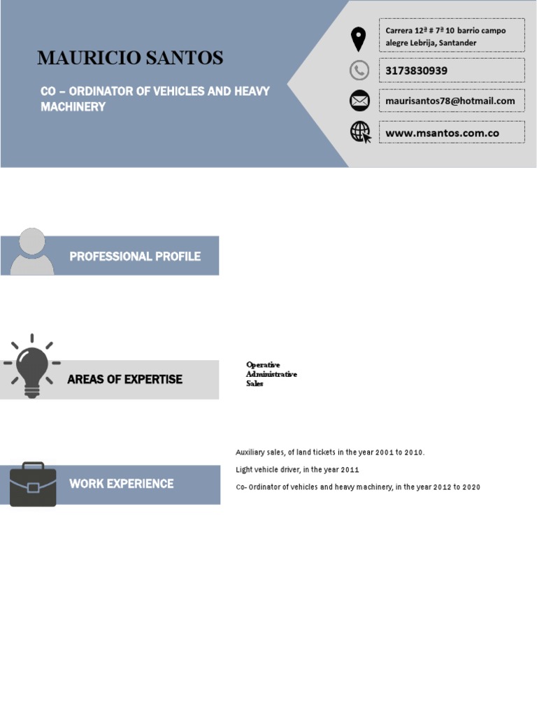 Mauricio Santos Mmmmmmaldonado: Co - Ordinator of Vehicles and Heavy ...