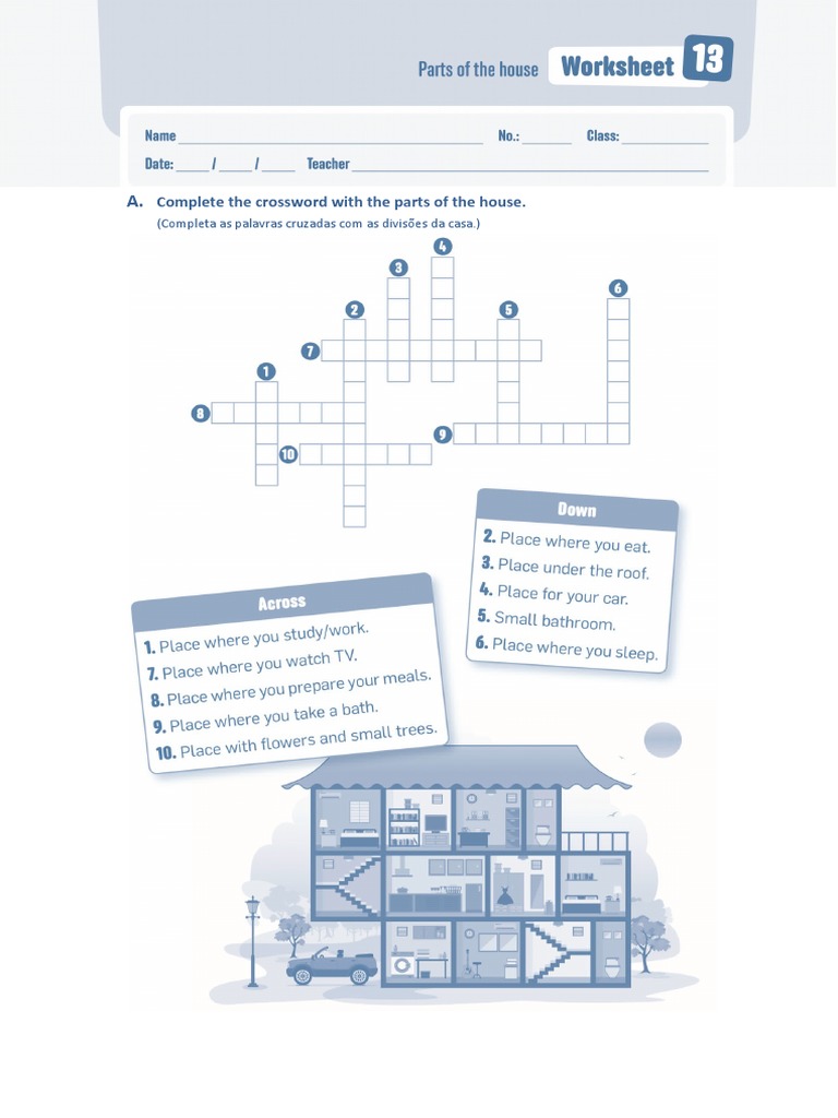 Complete The Crossword With The Parts of The House.: (Completa As ...