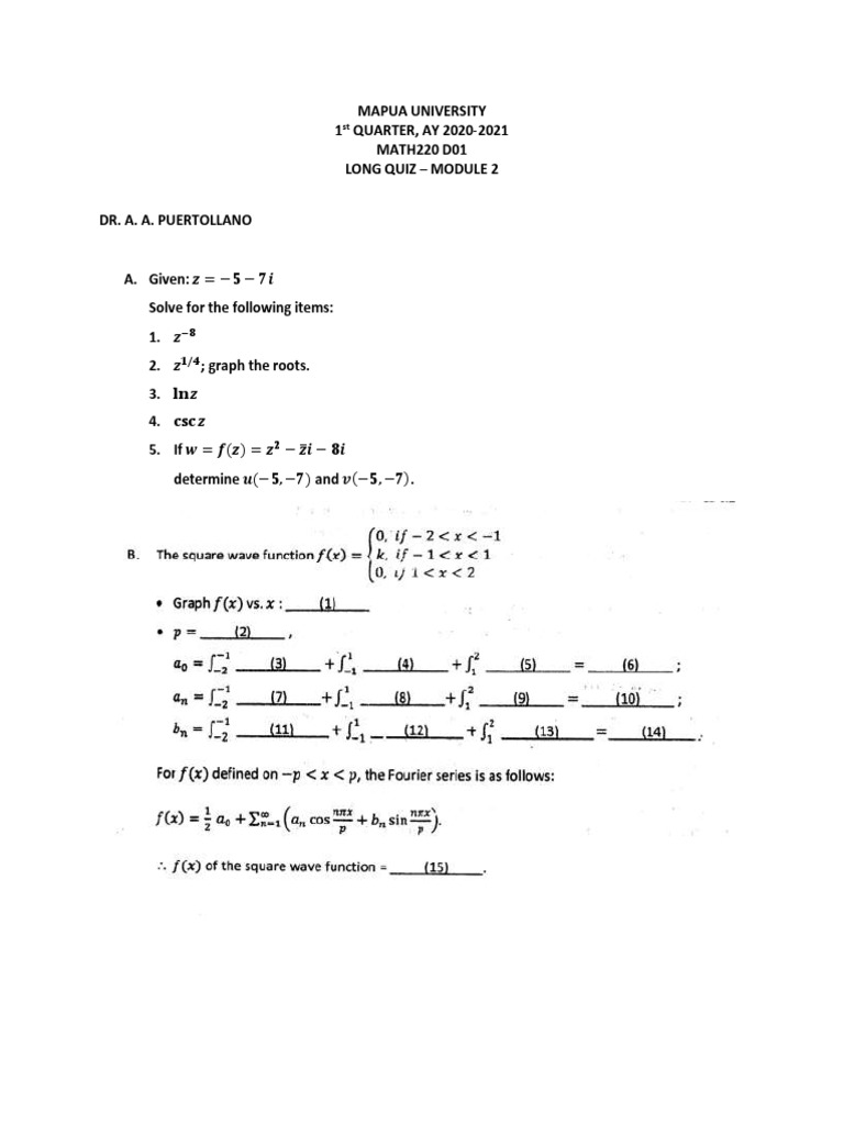 Math 220 Module 2 Long Quiz Pdf