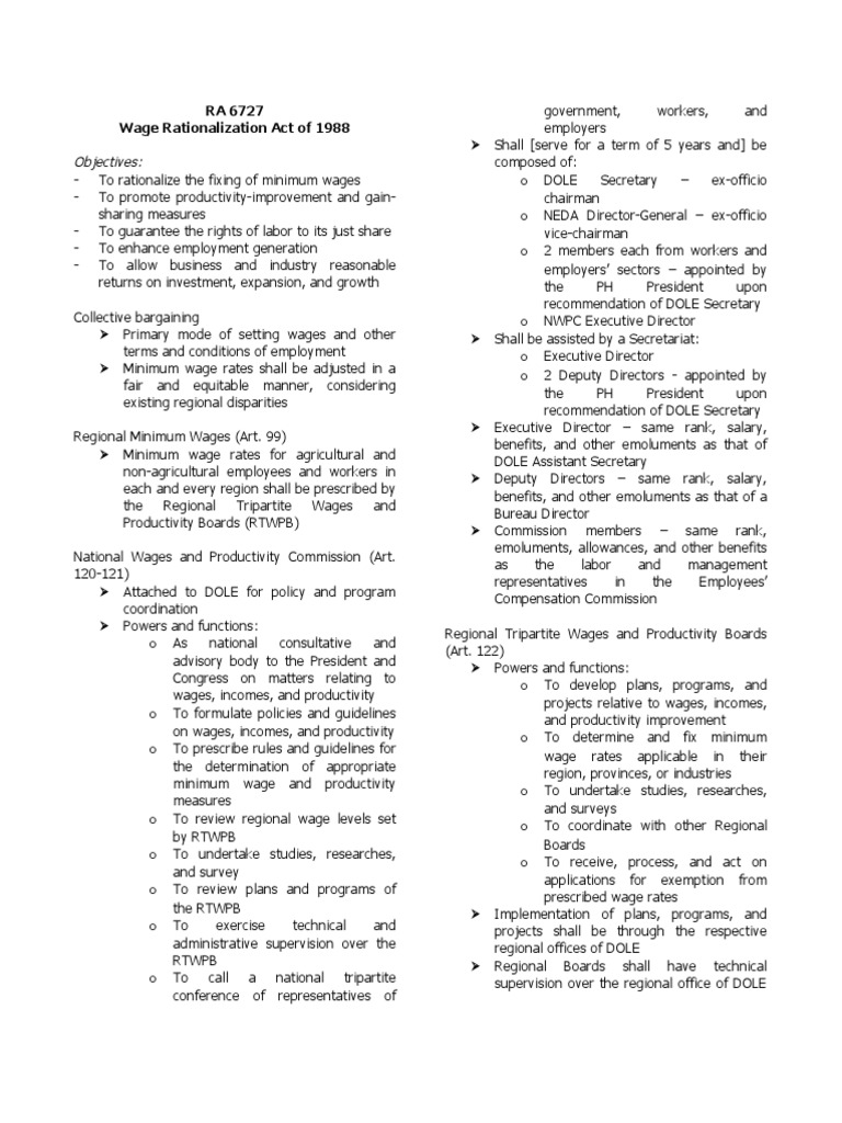 RA 6727 Wage Rationalization Act of 1988 | PDF | Unemployment Benefits ...