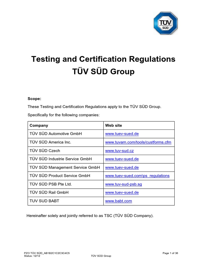 regolamento-tuv-sud-0511r01 | PDF | Certification | Audit