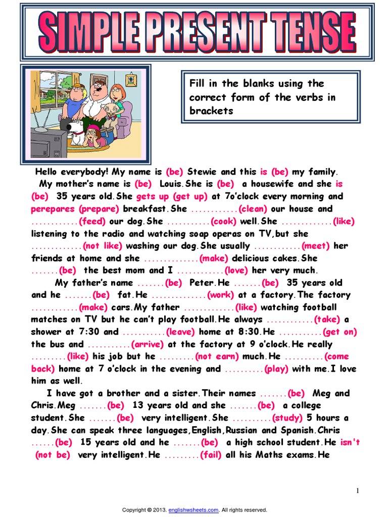 Simple Present Tense Reading 1 PDF | PDF