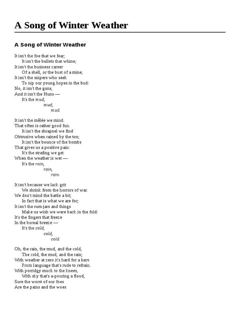 A Song of Winter Weather | PDF | Poetry