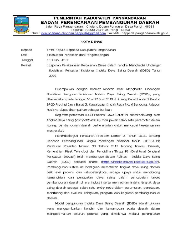 Contoh Nota Dinas | PDF