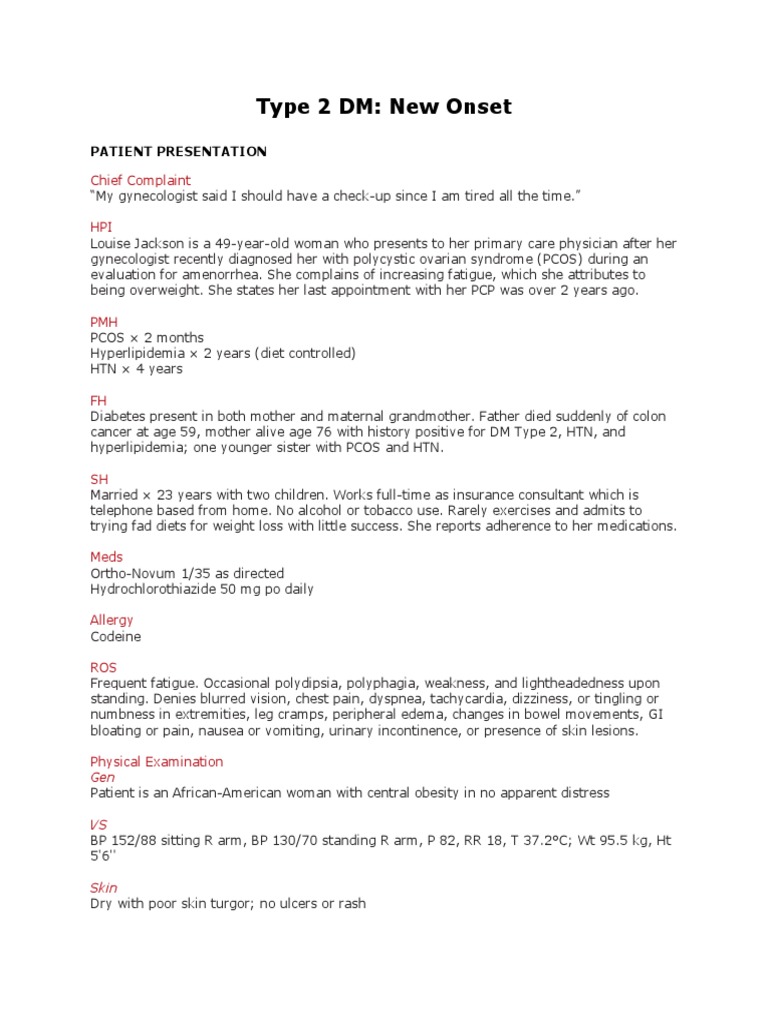 Type 2 DM: New Onset: Patient Presentation | PDF | Epidemiology ...
