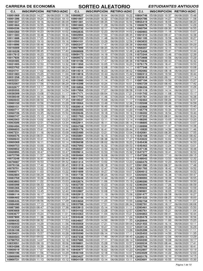 Sorteo Aleatorio 2-2020 | PDF