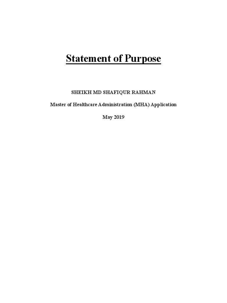 Statement of Purpose (MHA) May 2019 | PDF | Health Administration ...