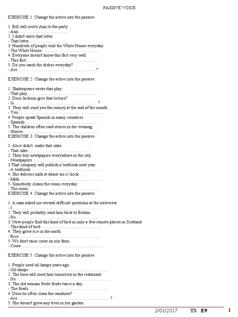 Passive Voice Exercise | PDF