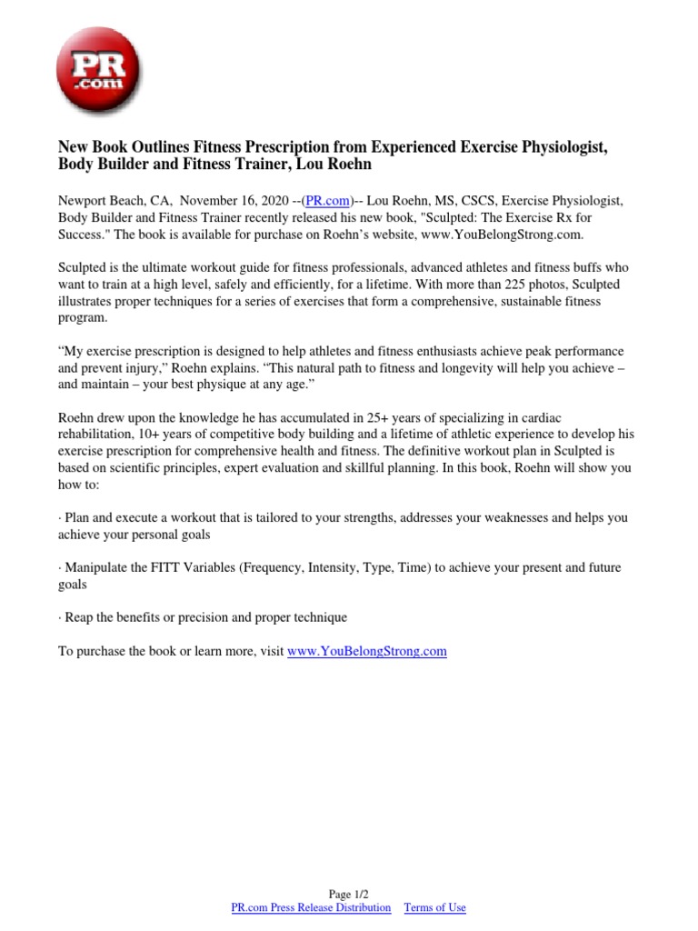 New Book Outlines Fitness Prescription From Experienced Exercise ...