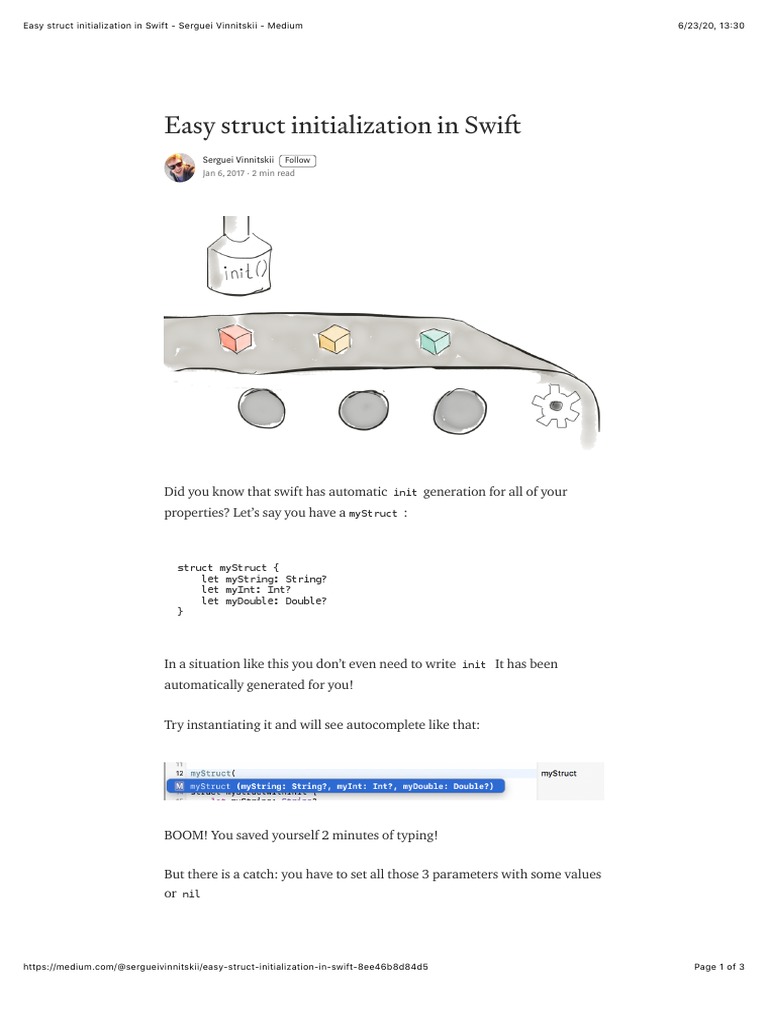 Easy Struct Initialization in Swift - Serguei Vinnitskii - Medium | PDF | Swift (Programming ...