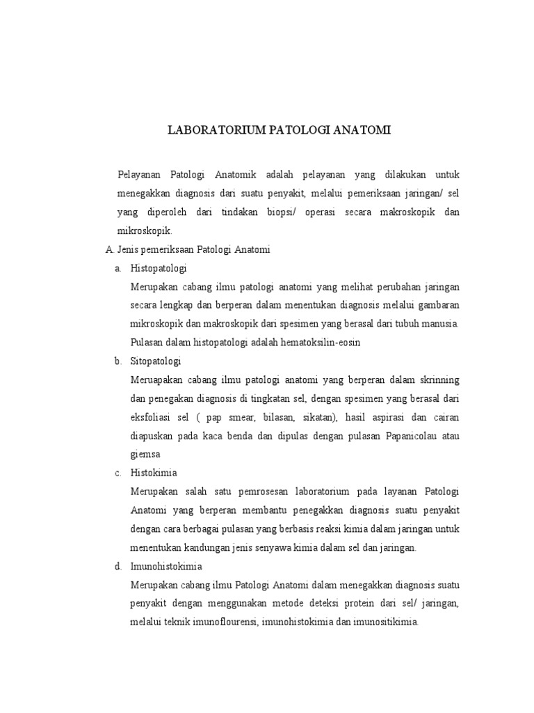 Laboratorium Patologi Anatomi (AutoRecovered) | PDF