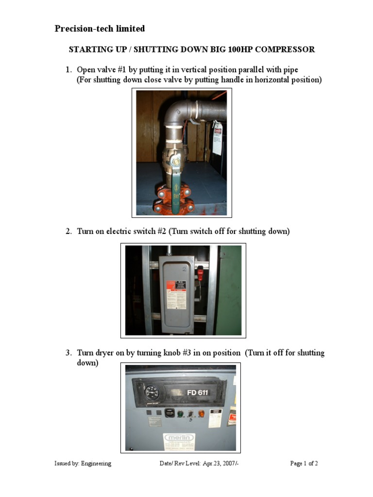 Starting Up Big 100HP Compressor | PDF