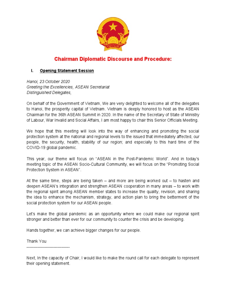 Chair - Diplomatic Discourse | PDF | Diplomacy | Foreign Policy