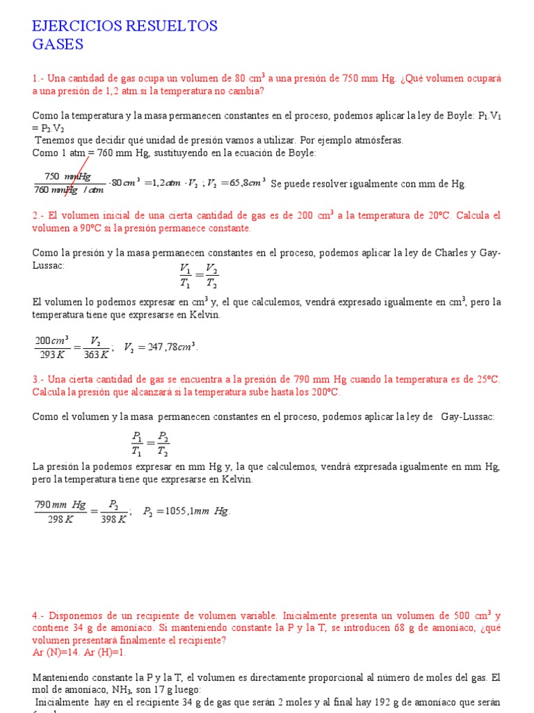 Problemas Resueltos de Gases Ideales | PDF | Gases | Mole (Unidad)