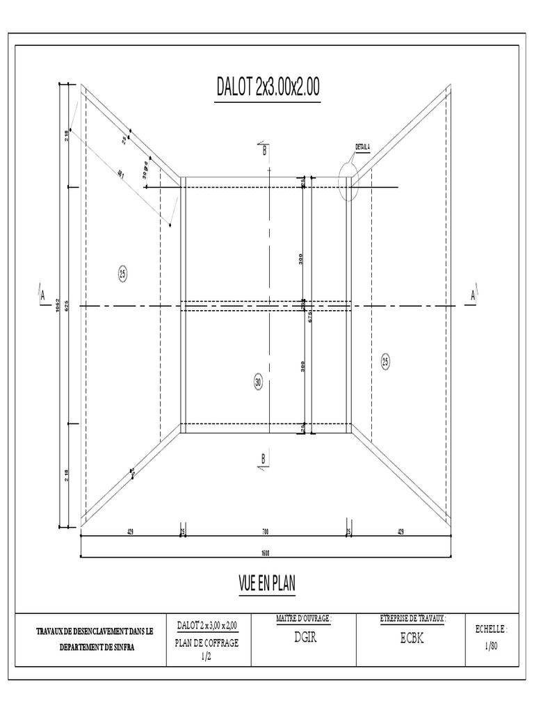 Plan et Ferraillage d'un Dalot 2x3m | PDF