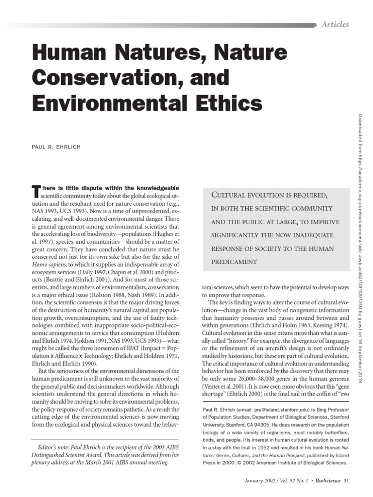 Nature Conservation and Environmental Ethics | PDF | Biodiversity | Ecology