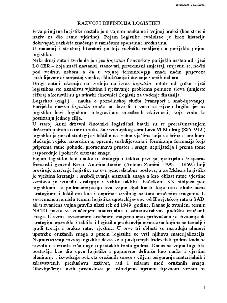 Predavanja Logistika PDF | PDF