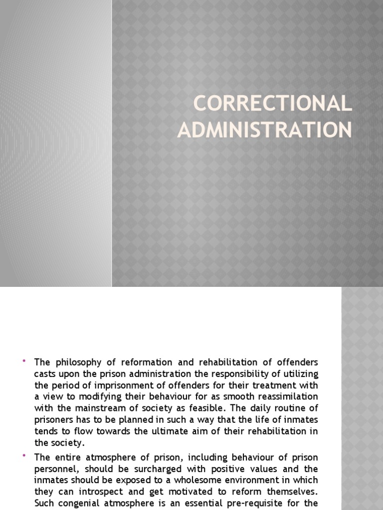 Correctional Administration | PDF | Rehabilitation (Penology) | Prison