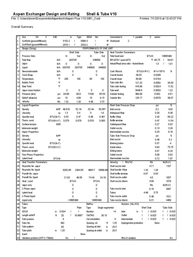 Aspen Exchanger Design and Rating Shell & Tube V10 | PDF | Pressure ...