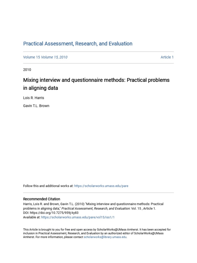 Mixing Interview and Questionnaire Methods - Practical Problems in ...