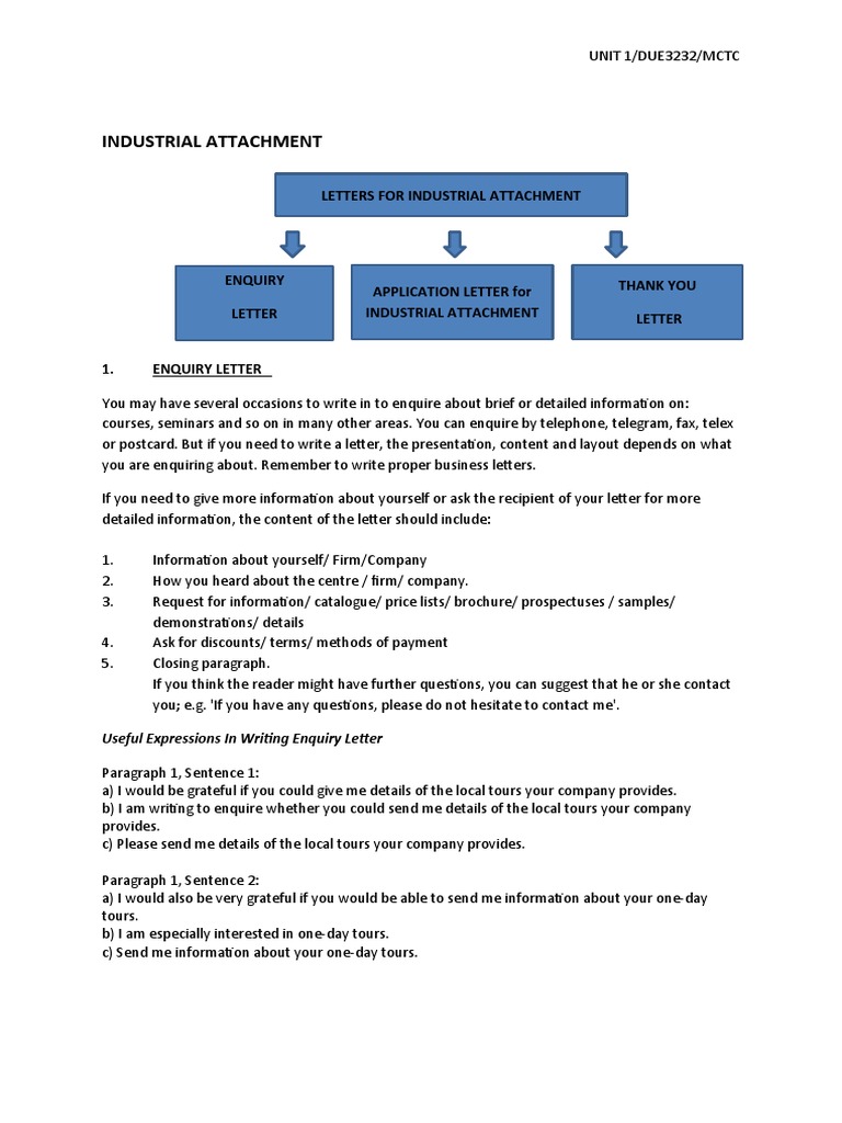 Letters For Industrial Attachment PDF Job Interview Business