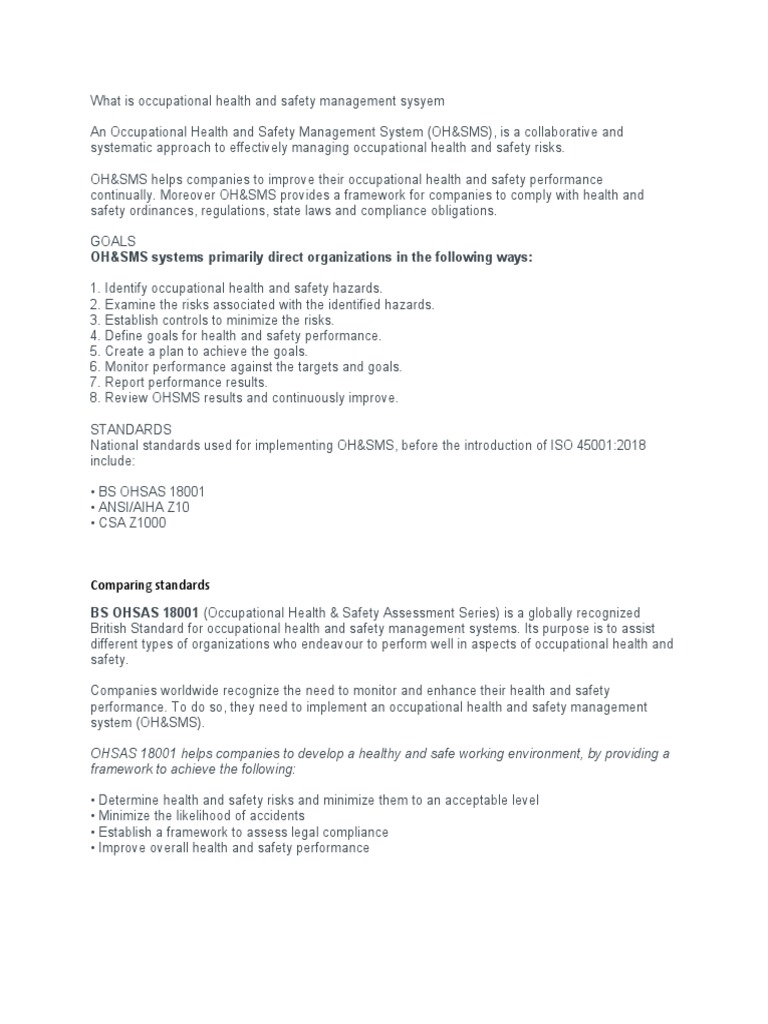 Occupational Health and Safety Management Sysyem 45001 | PDF ...
