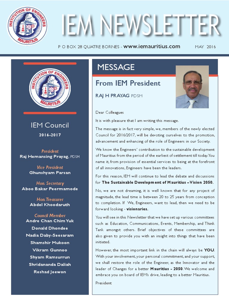 Message: From IEM President | PDF | Engineering | Business