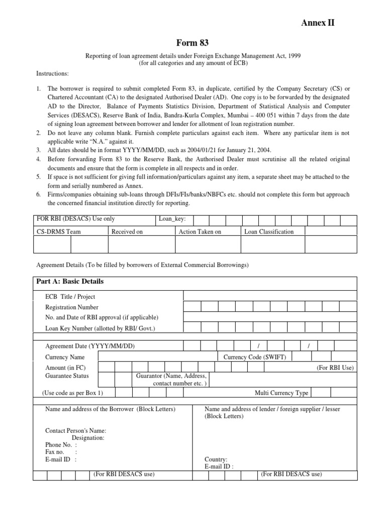 Form 83 | PDF | Financial Transaction | Loans