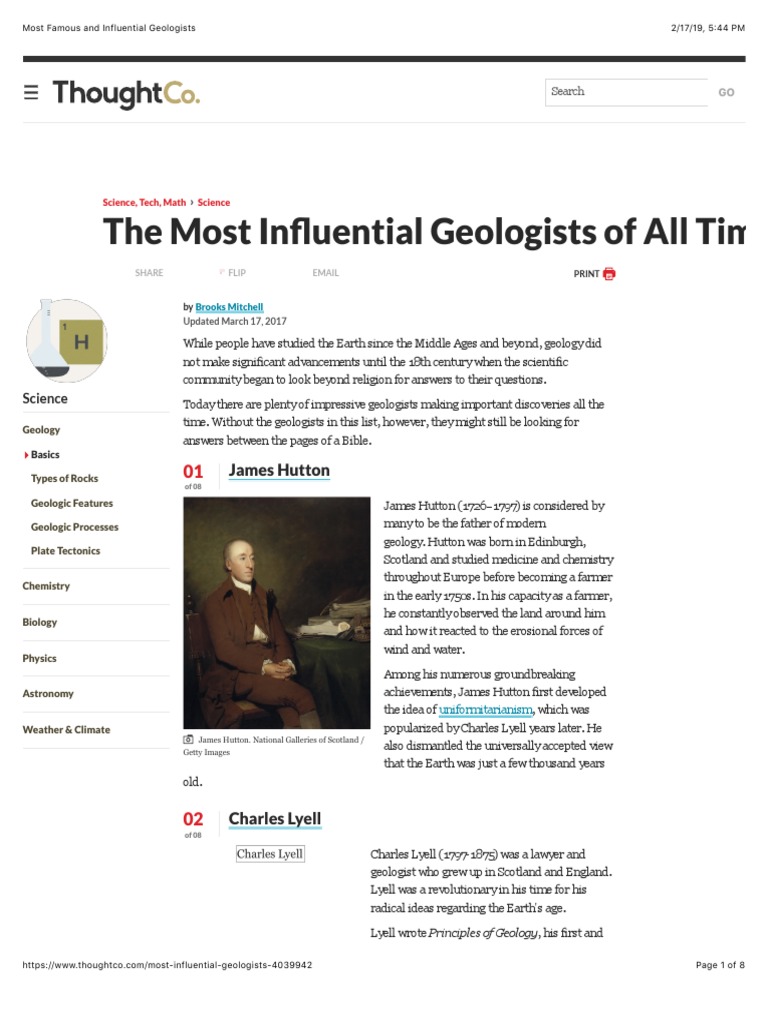 The Most Influential Geologists of All Time: James Hutton | PDF ...