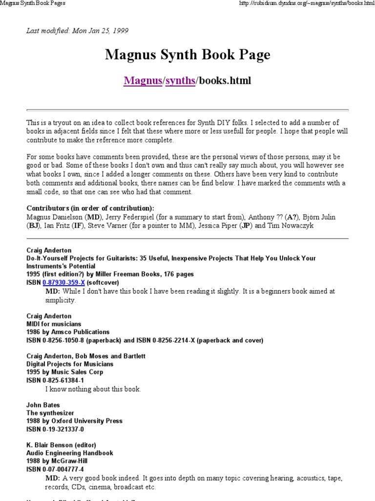Magnus Synth Book Pages | PDF | Synthesizer | Books