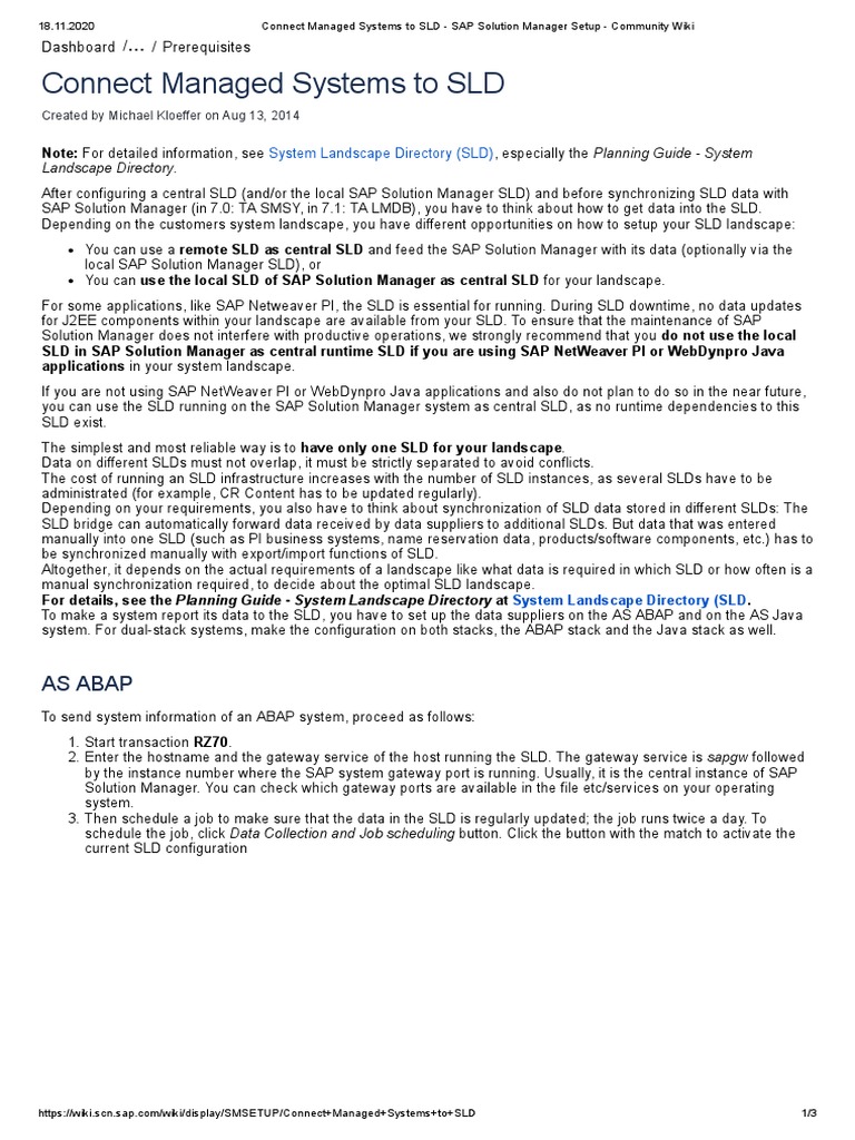 SLD - SAP Solution Manager Setup PDF | PDF