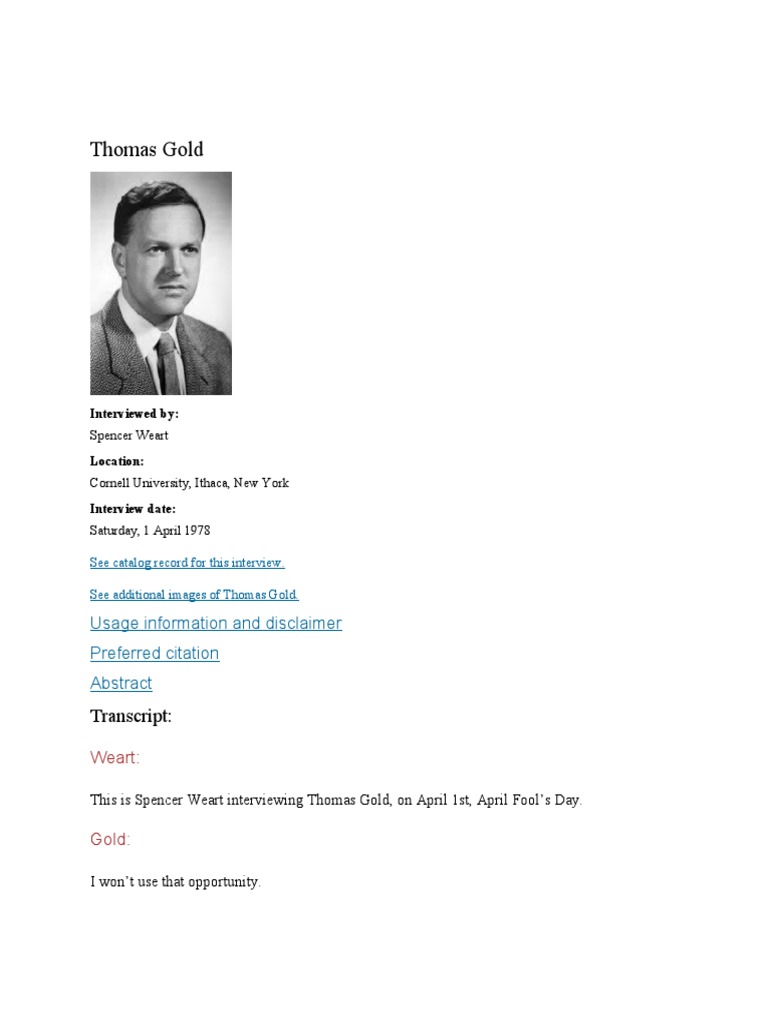 Tommy Gold Interview | PDF | Physics | Radar