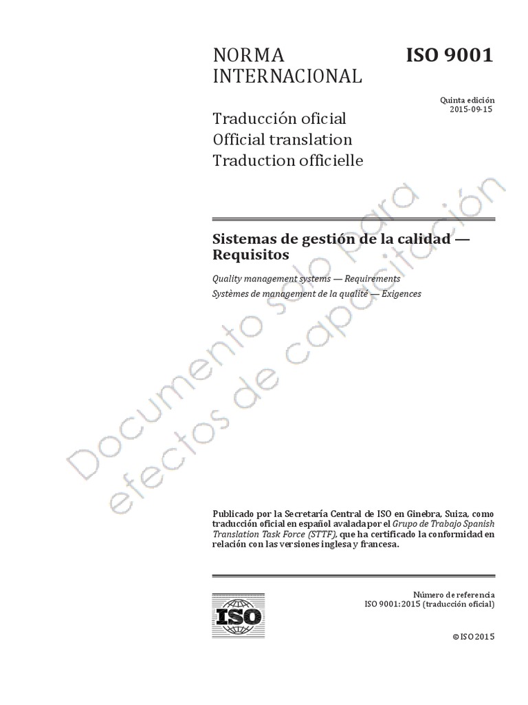 ISO 9001-2015 Sistemas de Gestión de La Calidad PDF | PDF