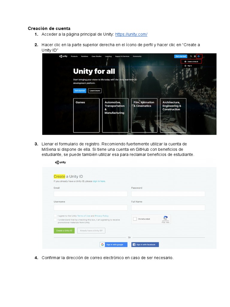 Guía Instalación de Unity | PDF | Unidad (motor de juego) | Informática