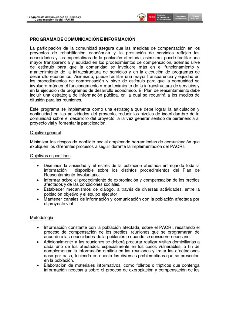 Programas de Comunicación e Información PACRI | PDF | Software ...